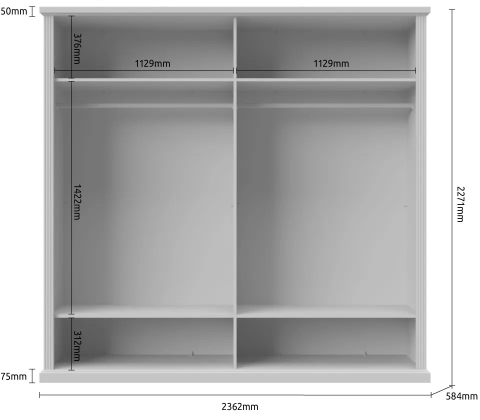 Čtyřdveřová šatní skříň Artis - šedá/ořech pacific