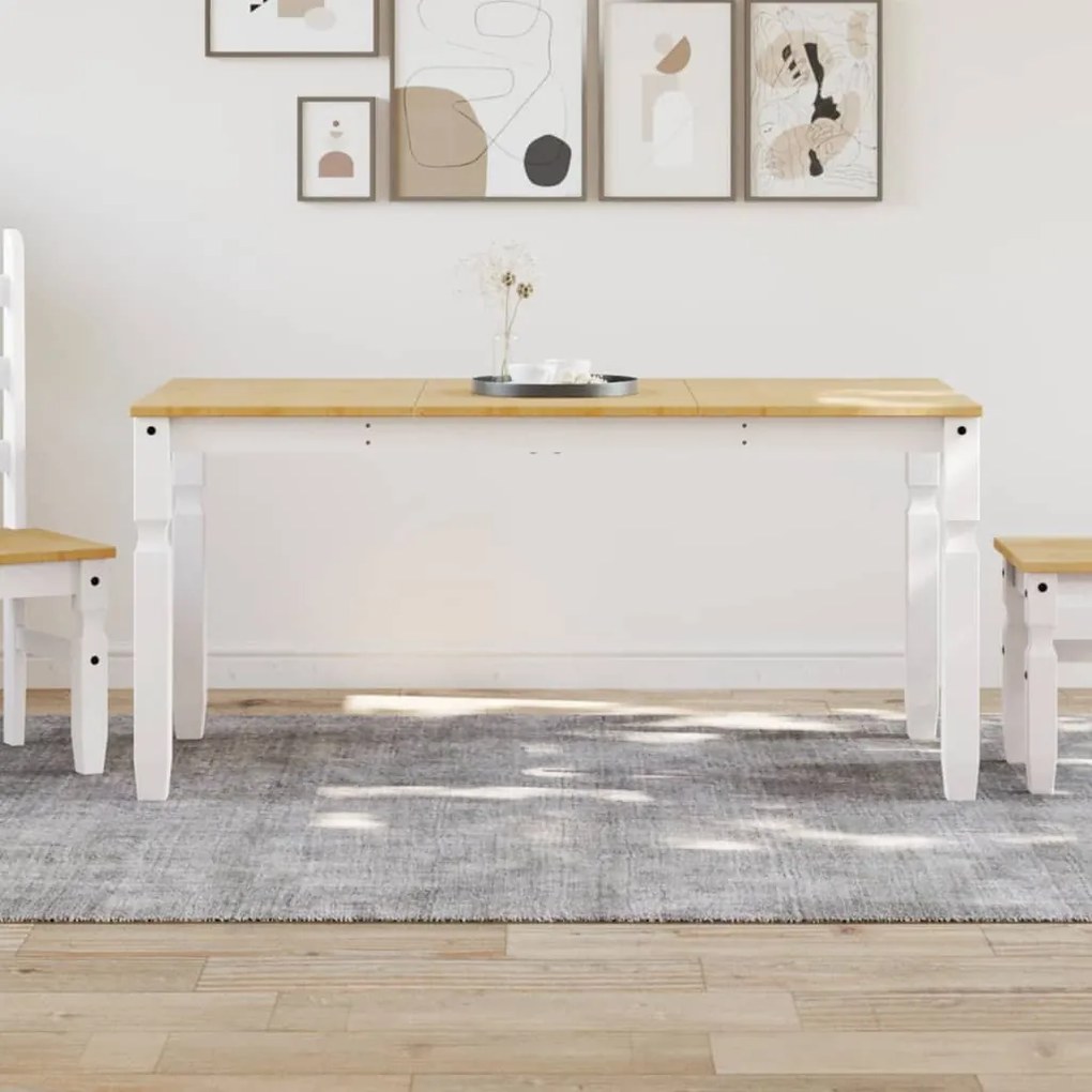 Jídelní stůl Corona bílý 160 x 80 x 75 cm masivní borové dřevo