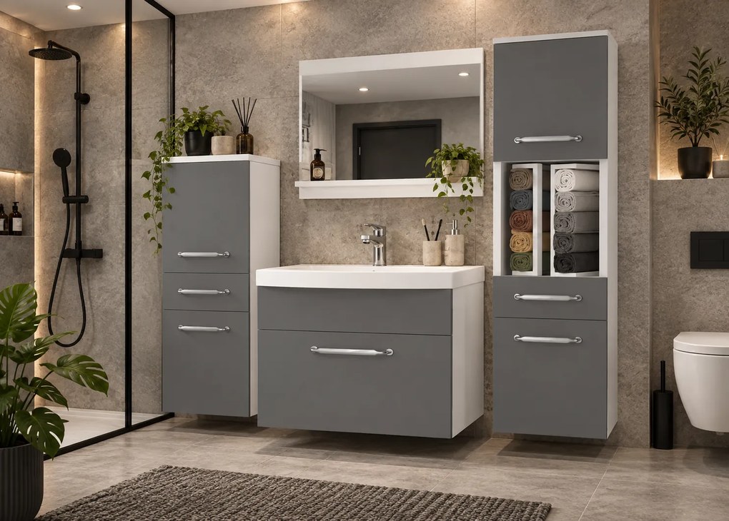 Koupelnový nábytek skříňky s umyvadlem a zrcadlem šedá antracit grafit ROD PRIMO M 5/0/W/SR/0/ZINC