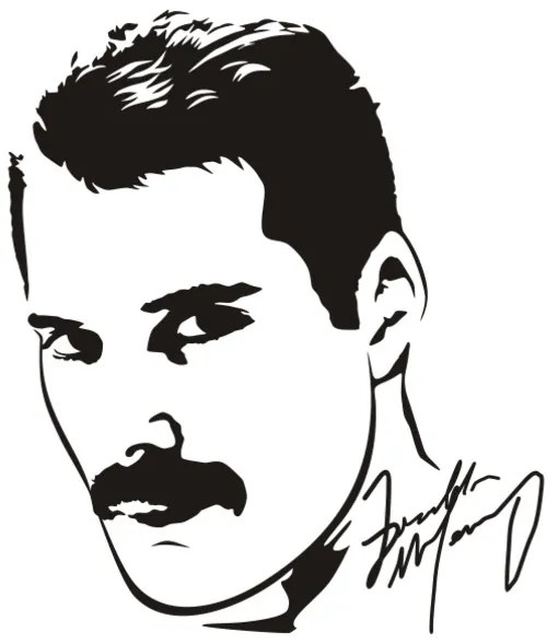 Samolepka na zeď Freddie Mercury a podpis, nálepka na stěnu (13003)