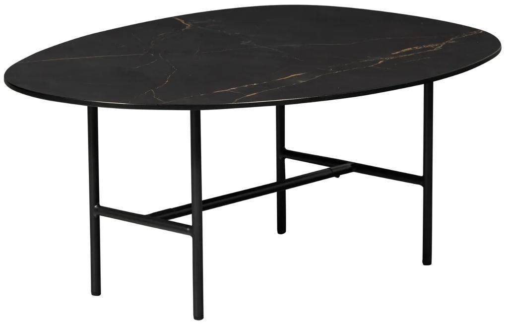 OnaDnes -20% Hoorns Černý konferenční stolek Vayen 80 x 60 cm s mramorovým dekorem