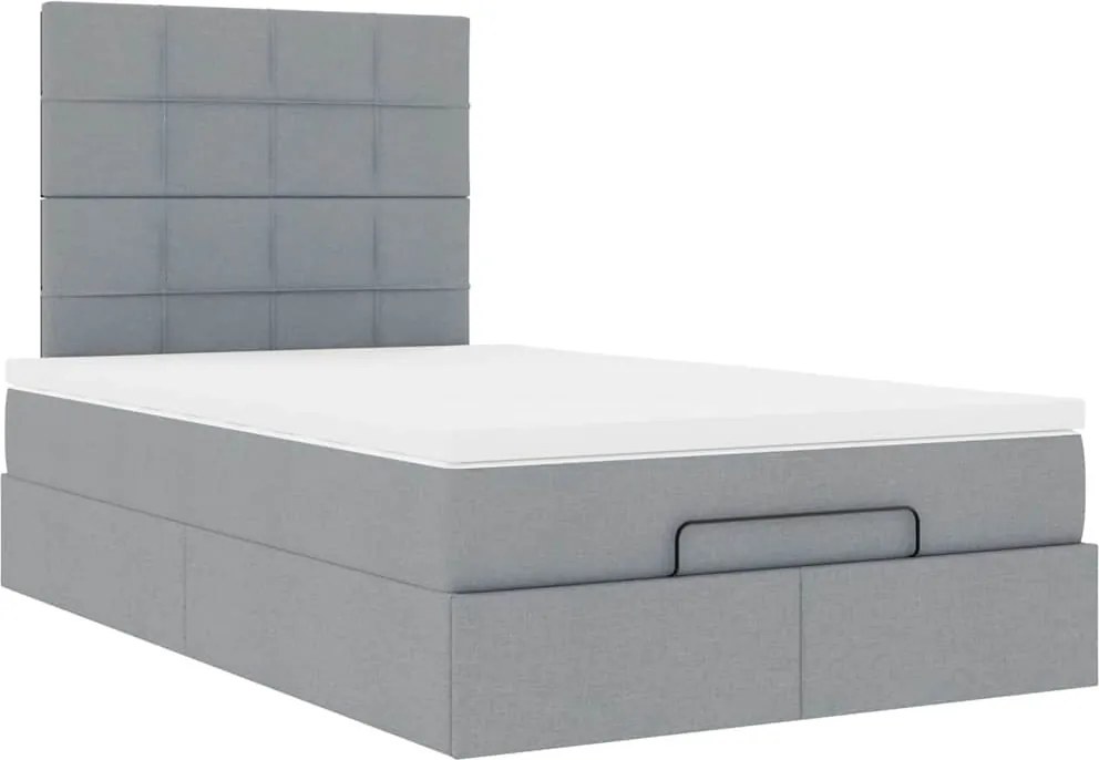 Osmanský rám postele s matrací světle šedá 120x200cm textil 3313996