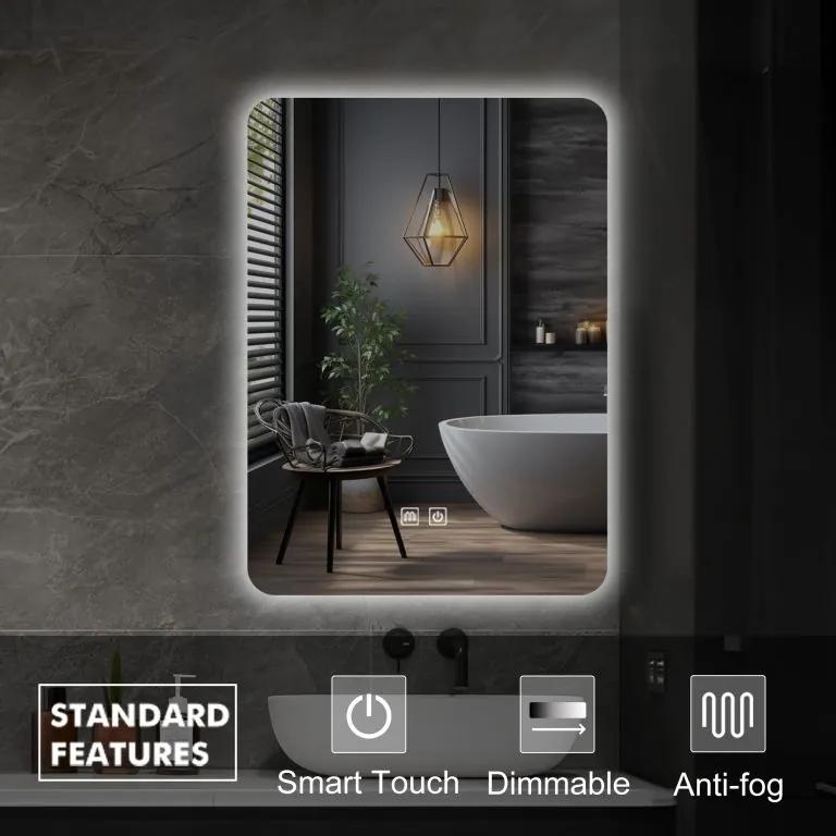 IREDA Koupelnové zrcadlo s LED osvětlením, 80 x 60 cm DF95772