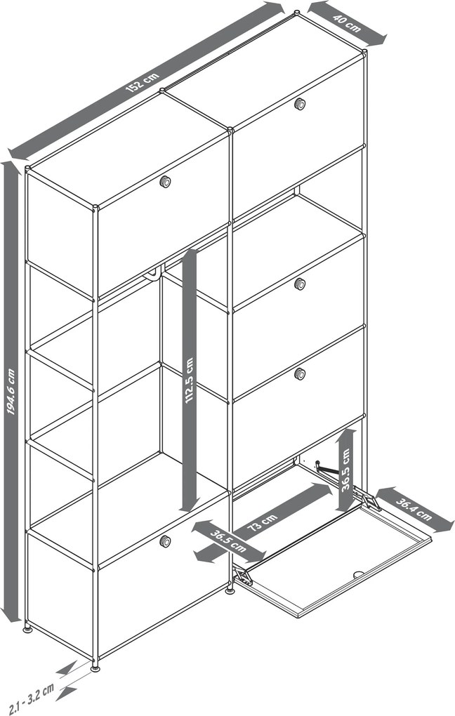 Tchibo - Kovová skříň CN3 - barva: šedá