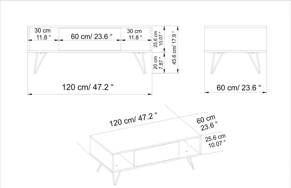 Designový konferenční stolek Baqia 120 cm ořech černý