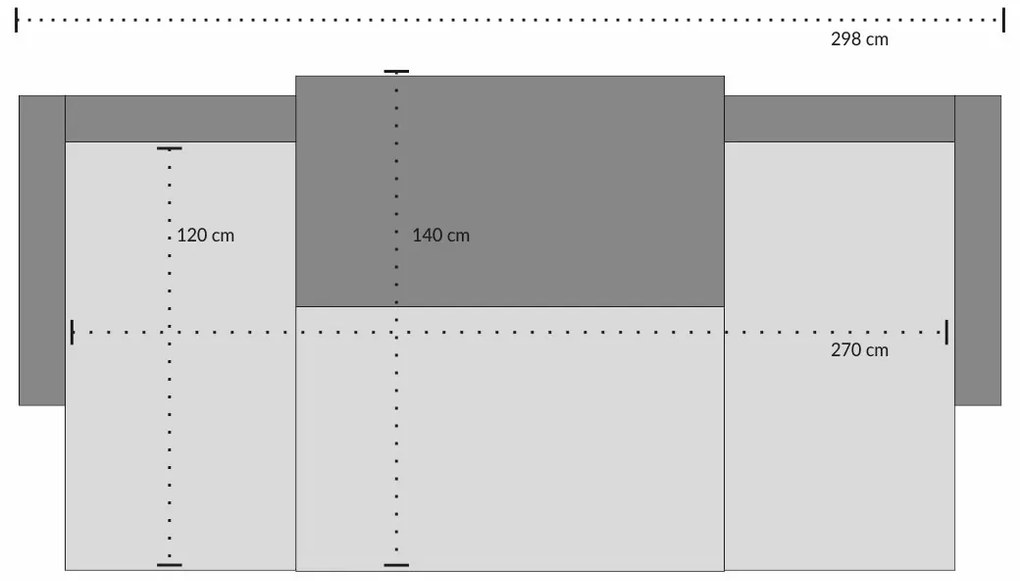 Rozkládací sedací souprava FABIO U tmavěšedá-světlešedá
