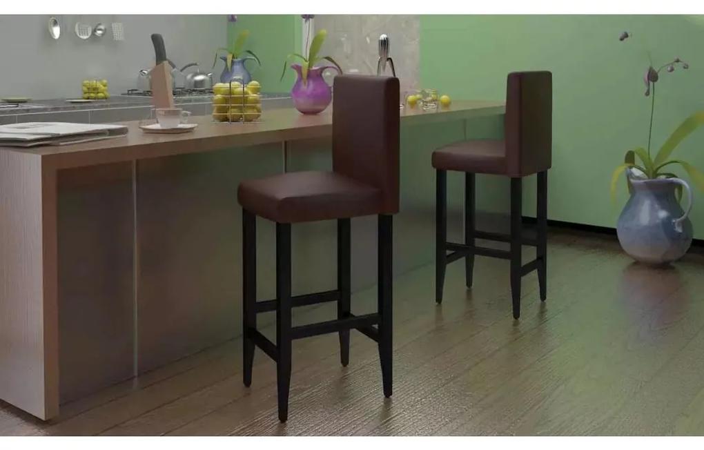 Barové židle 4 ks - umělá kůže | hnědá