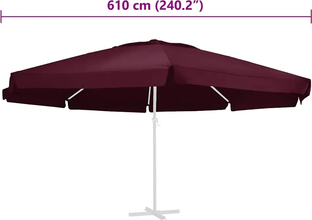 vidaXL Marketos Náhradní potah na zahradní slunečník bordeaux červený 610 cm