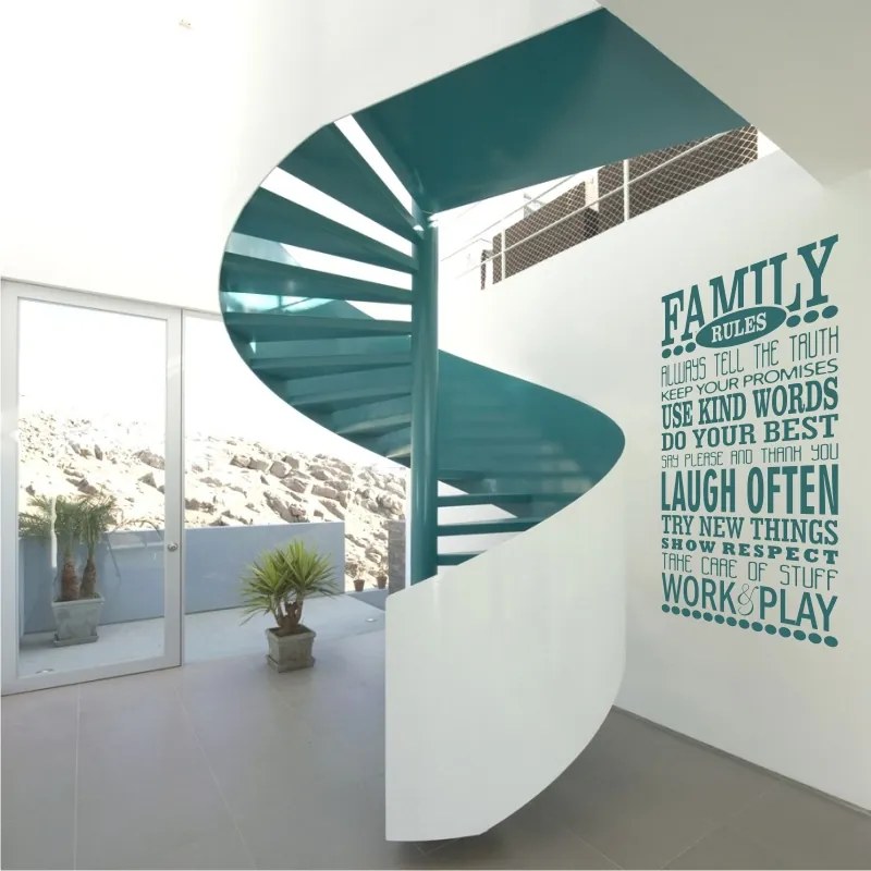 Samolepky na zeď - Family rules Barva: Bílá, Velikost: 100x42 cm