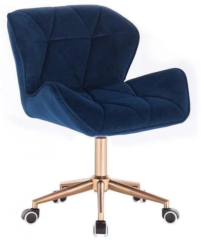 LuxuryForm DESIGN Otočná židle MILANO VELUR na zlaté podstavě s kolečky - modrá