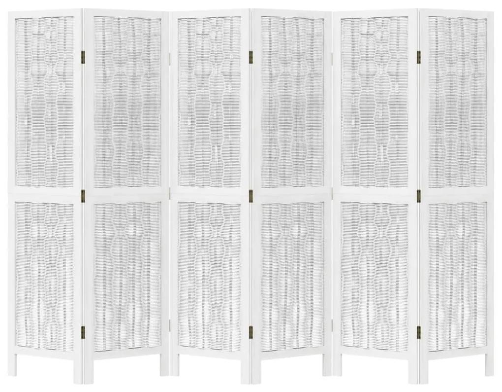 Paraván 6dílný bílý masivní dřevo pavlovnie,  358681