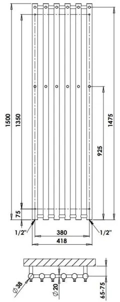P.M.H. R2W/6 - Koupelnový žebříkový radiátor ROSENDAL 525W 150 cm bílá