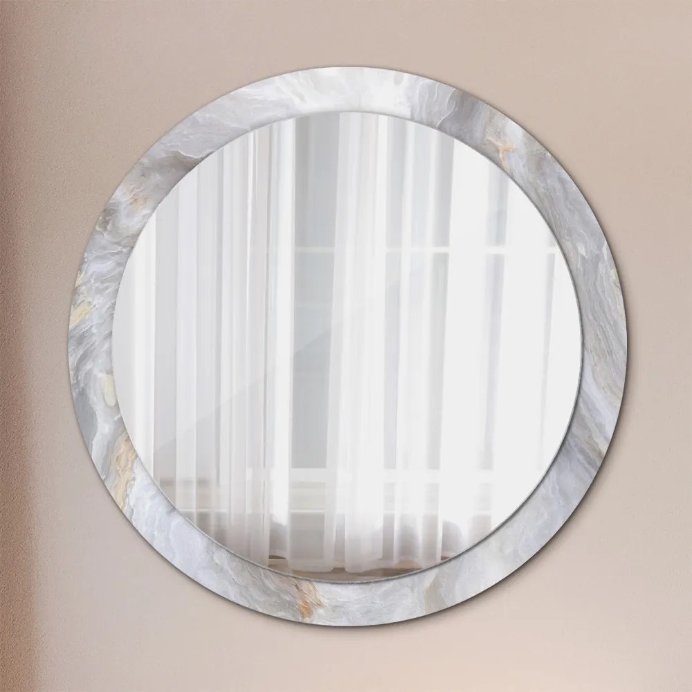 Kulaté zrcadlo tištěný rám Abstraktní mramor fi 90 cm