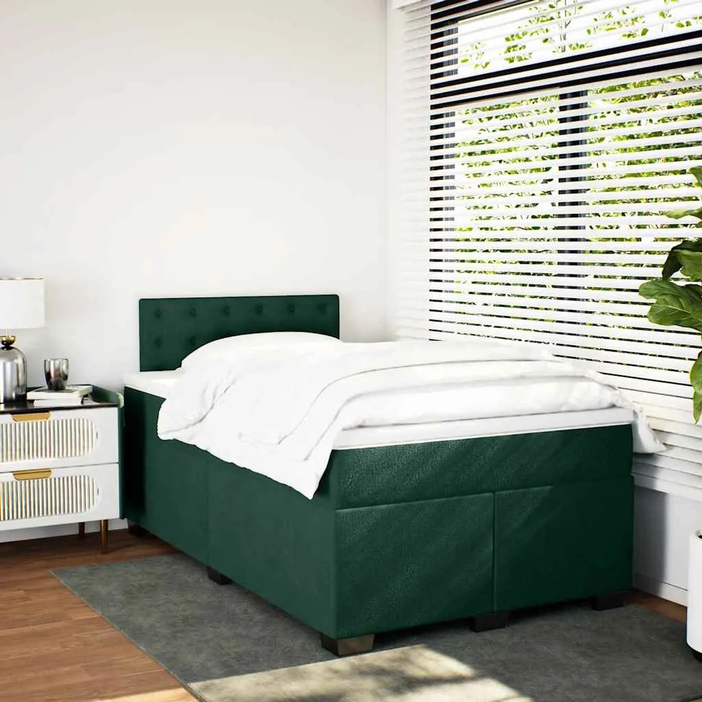 Box spring postel s matrací tmavě zelená 120x190 cm samet 3288573