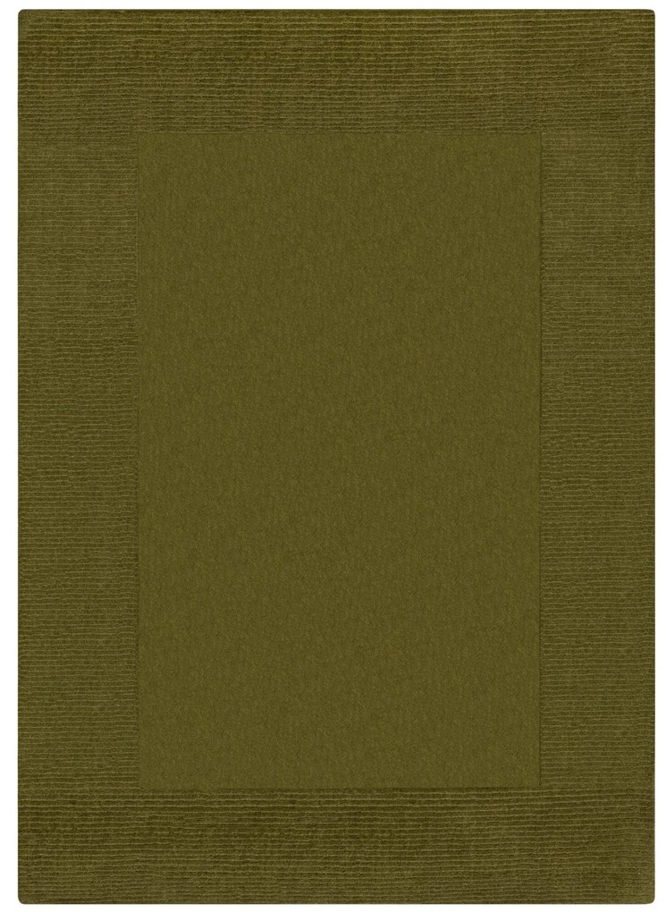 Flair Rugs, Kusový ručně tkaný koberec Tuscany Textured Wool Border Green, 120x170, zelená, ložnice
