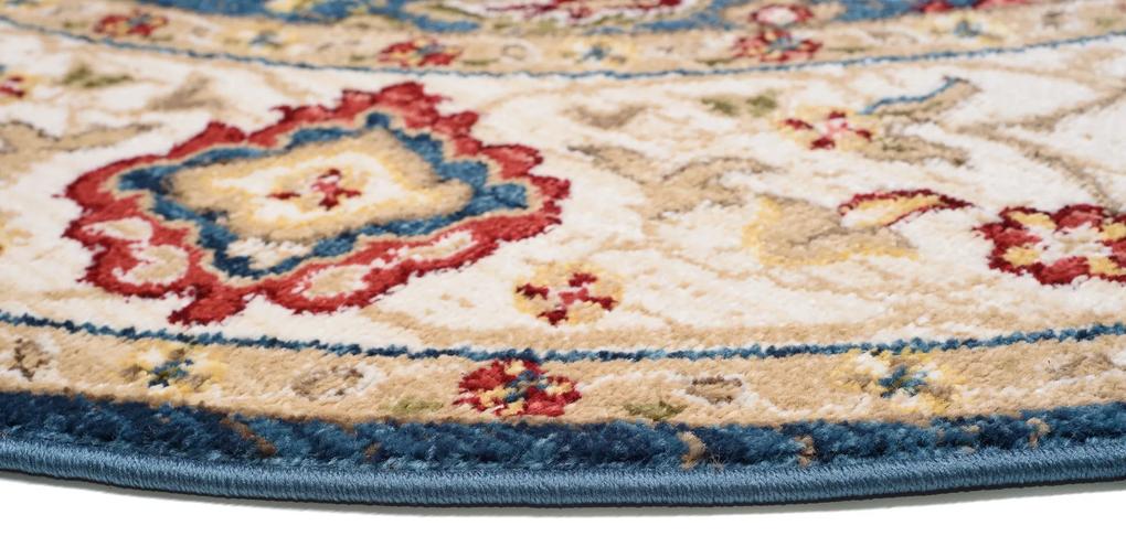 Kulatý vintage koberec modro béžový