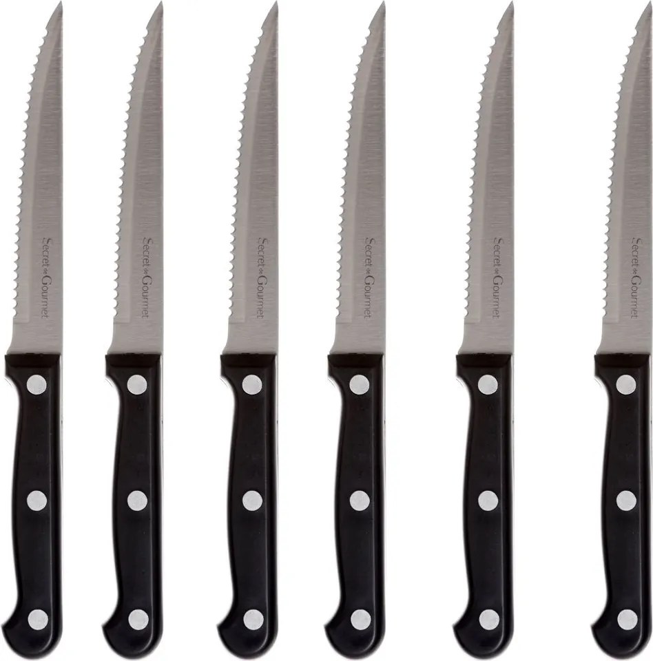 Kuchyňská sada kovové nožů v dřevěném bloku, 14,5x10,8x10 cm