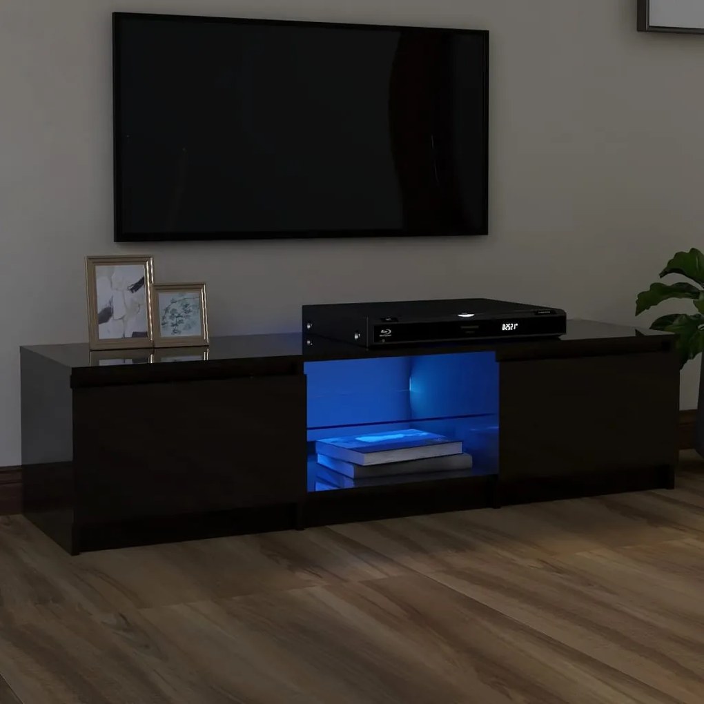 804299 vidaXL TV skříňka s LED osvětlením černá vysoký lesk 140x40x35,5 cm