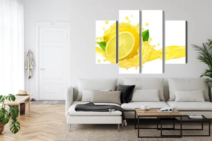 Vícedílný obraz Čerstvá Citronová Šťáva Nedostatek Nedostatek Přírodní plátno 160x120