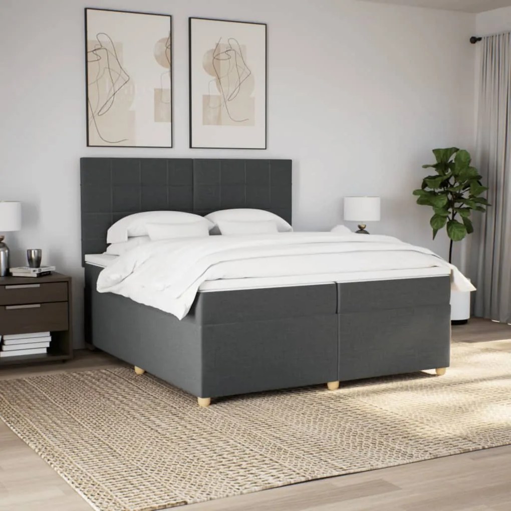 Box spring postel s matrací tmavě šedá 200x200 cm textil 3293688