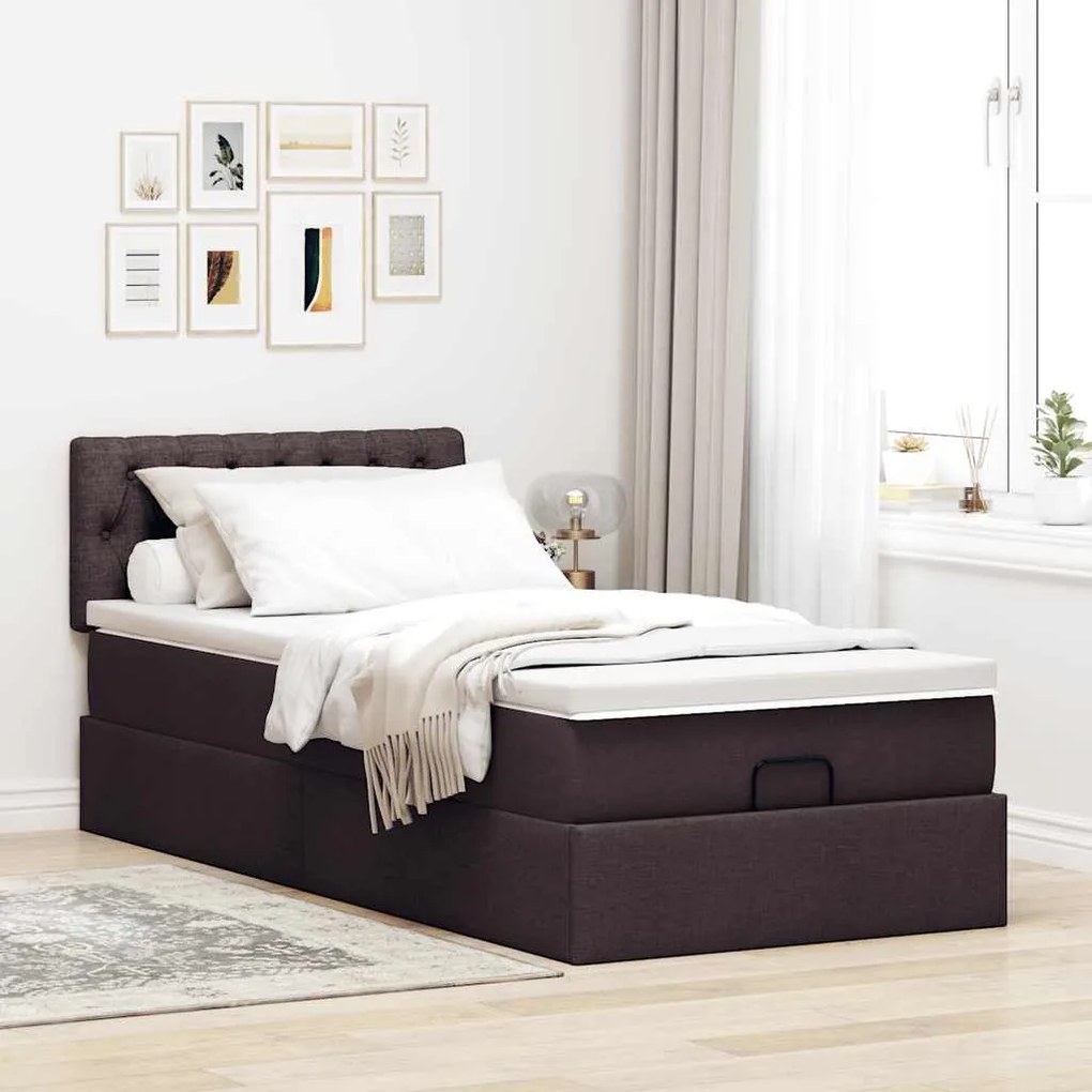 Osmanský postel s matrací tmavě šedá 100x200 cm textil 3312370