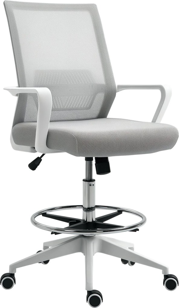 Vinsetto Výškově nastavitelná kancelářská židle s vysokým sedákem, rozměry 64D x 59Š x 104-124V cm, otočná kancelářská stolička 360°, prodyšná síťovi…