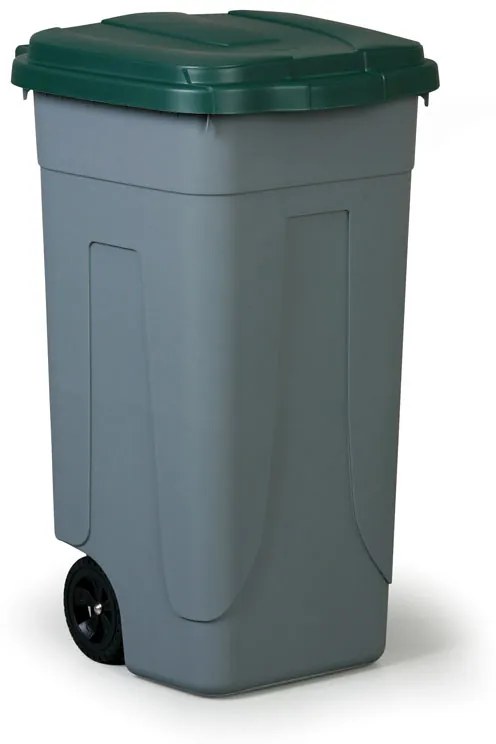 Mobilní plastový odpadkový koš 100 L, zelené víko