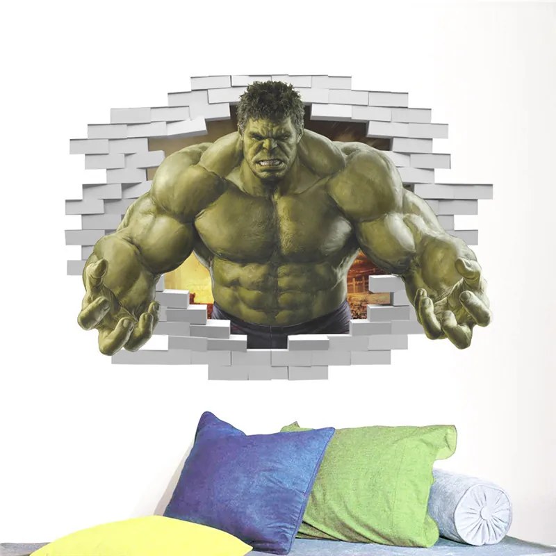 U Foťáka Samolepka na zeď 3D Hulk ve zdi 70x50cm