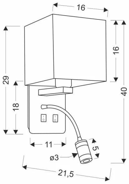 LED Nástěnné svítidlo MAGNUM 1xE27/40W/230V + LED/3W bílá