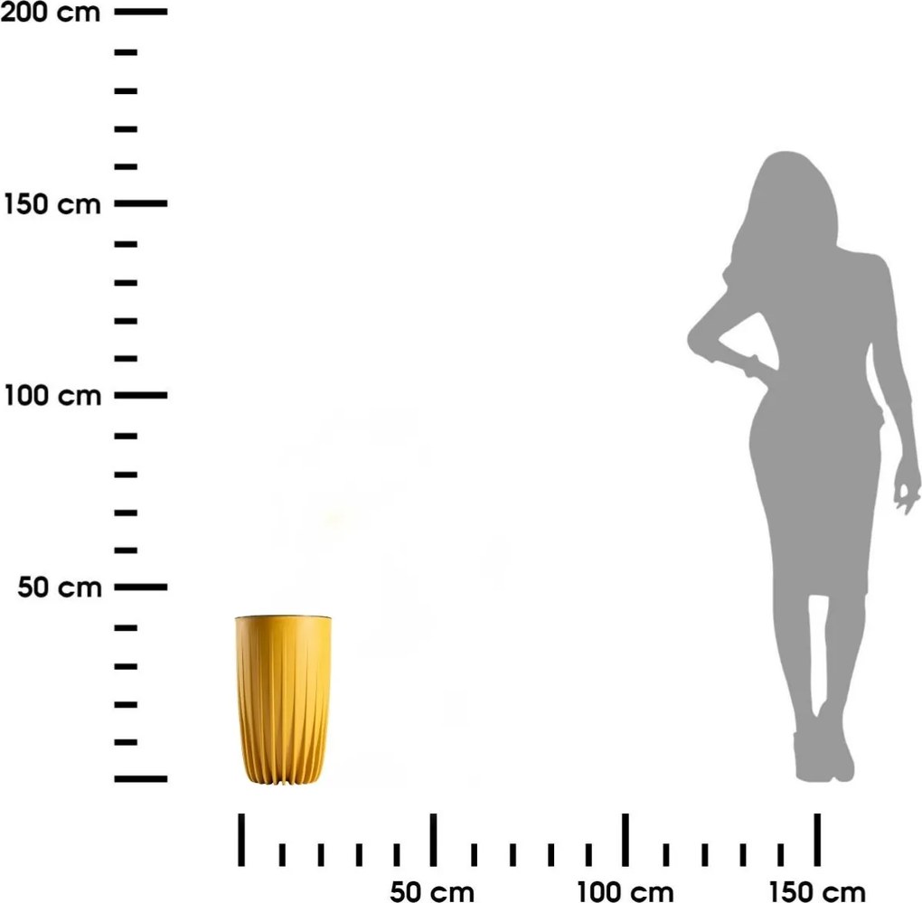 PLASTOVÝ KVĚTINÁČ STRIPPED 25X42 CM HOŘČICOVÁ