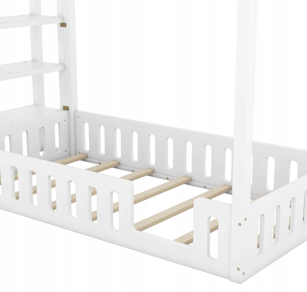 Arhatreya Dětská postel o rozměrech 90 x 200 cm, domácí postel se 3 policemi, bílá