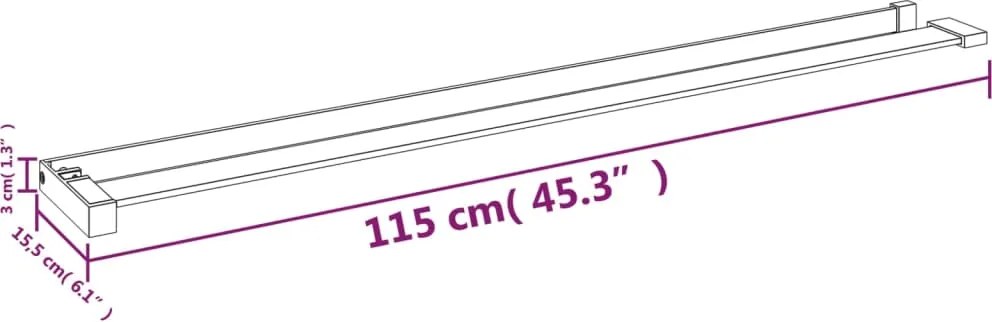 Police na stěnu průchozí sprchy černá 115 cm hliník 153618