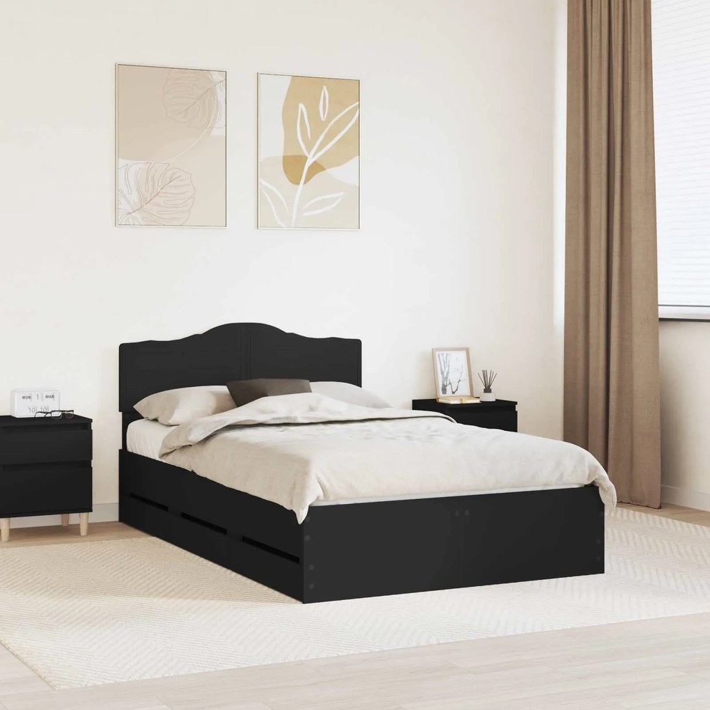 Rám postele se zásuvkou Černá 120 x 190 cm Inženýrské dřevo 3413027