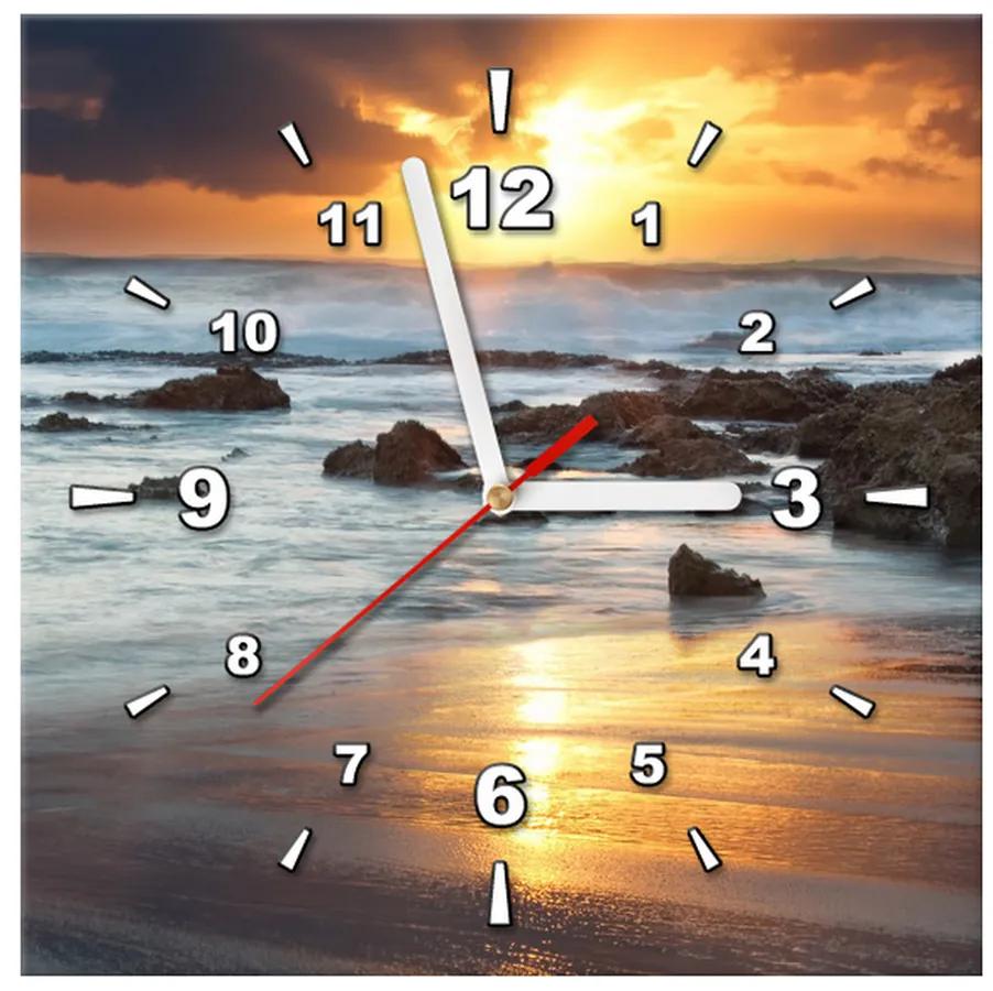Gario Obraz s hodinami Západ slunce nad oceánem Rozměry: 30 x 30 cm