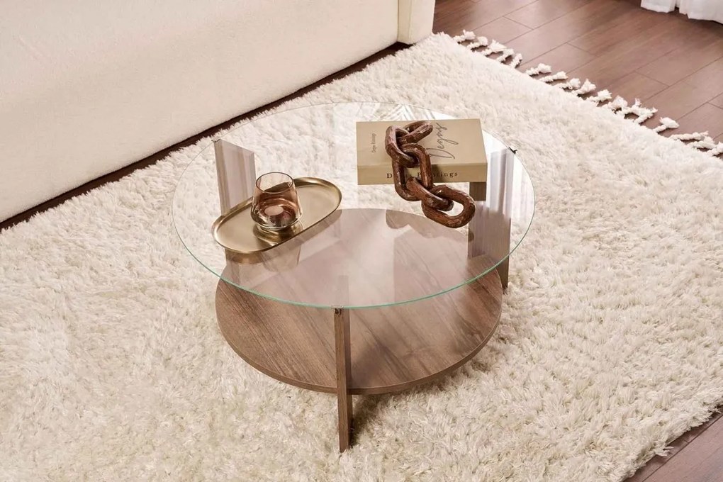 Designový konferenční stolek Eleanora 75 cm vzor ořech