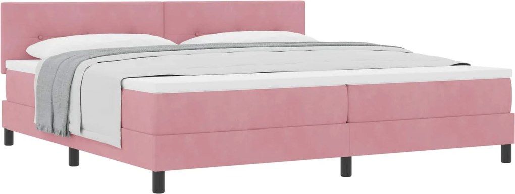 Postel s boxspringem s čelo Růžová 200 x 200 cm samet 3339199