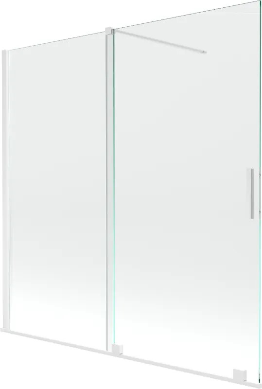 Mexen Velar, 2-křídlová posuvná vanová zástěna 160 x 150 cm, 8mm čiré sklo, bílý profil, 896-160-000-01-20