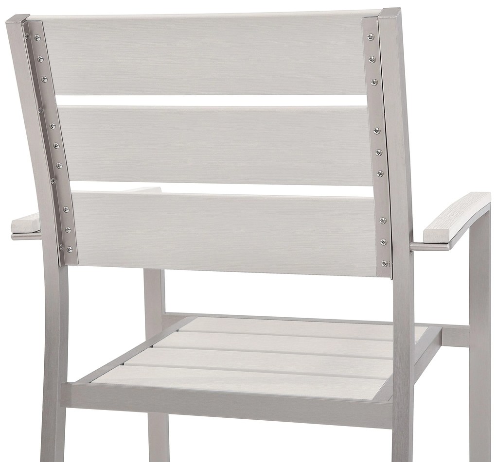 Bílá hliníková zahradní jídelní souprava stolu a židlí VERNIO Beliani