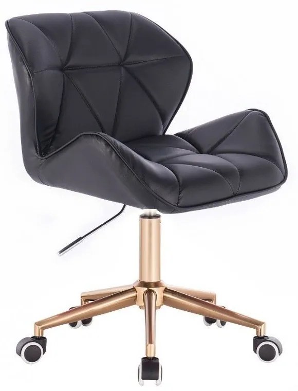 LuxuryForm DESIGN Otočná židle MILANO na zlaté podstavě s kolečky - černá