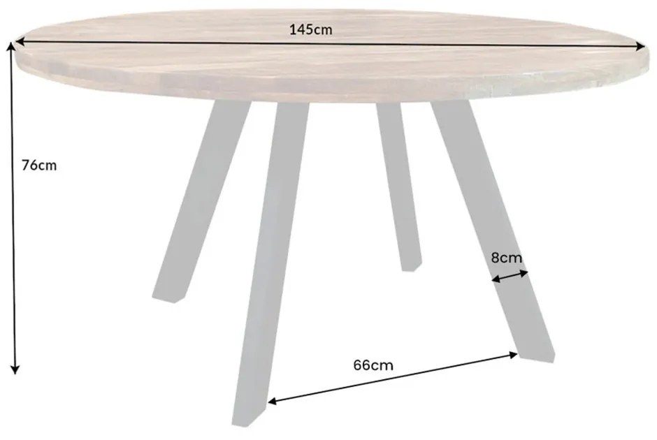 Massive home | Kulatý jídelní stůl IRON CRAFT 145 CM přírodní masiv mango