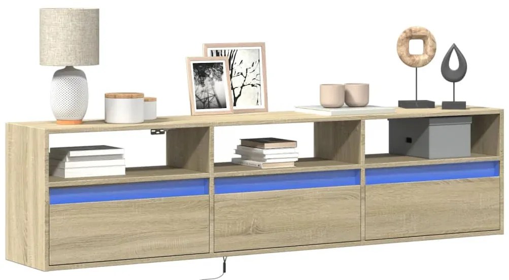 Nástěnná TV skříňka s LED dub sonoma 180 x 31 x 45 cm 3307942