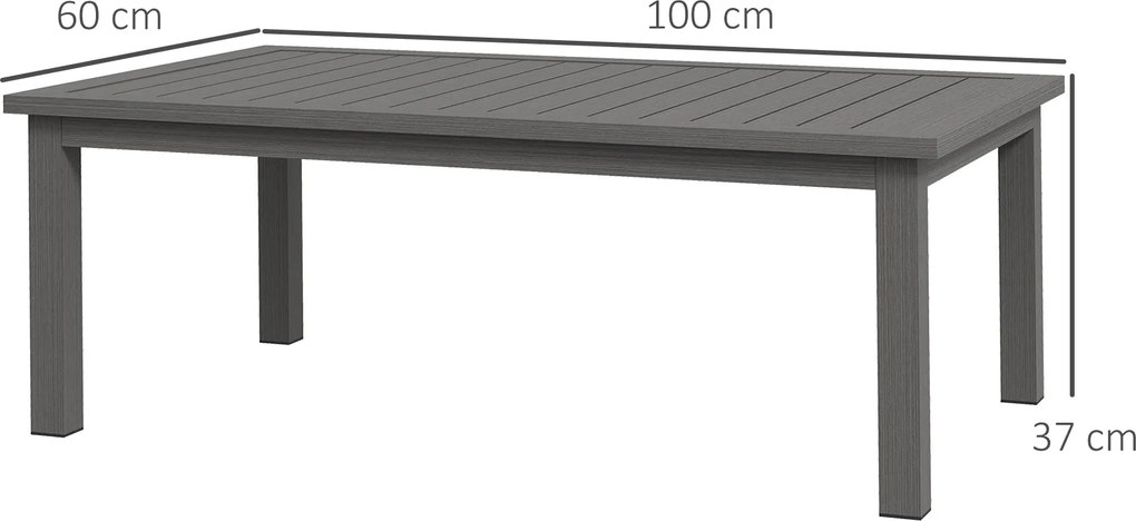 Obdélníkový kávový stůl Outsunny s mřížkovým vrchem pro vnitřní a venkovní použití, hliník, hnědý, 100D x 60Š x 37V cm | Aosom