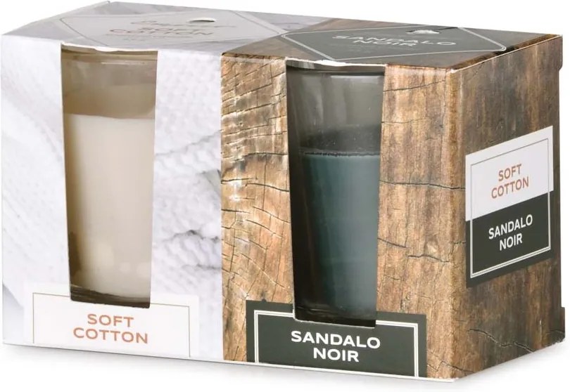 Emocio Sklo 52x65 mm 2 ks v krabičce Soft Cotton & Sandalo Noir, vonná svíčka
