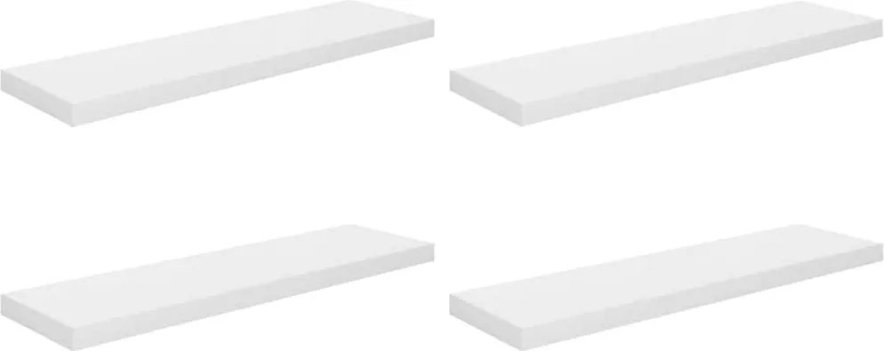 Plovoucí nástěnné police 4 ks lesklé bílé 90x23,5x3,8 cm MDF 323756