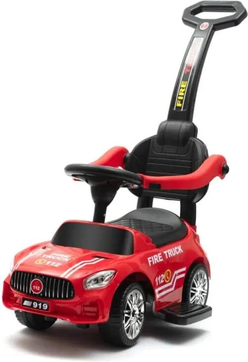 Dětské odrážedlo se zvukem a vodící tyčí Baby Mix HASIČI červené
