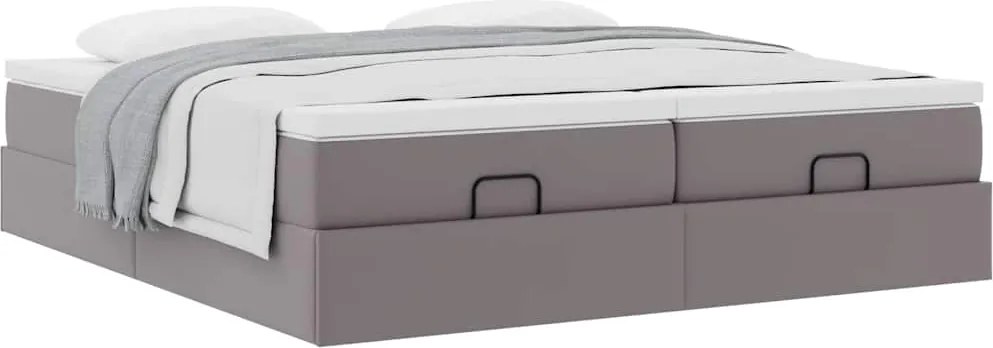 Osmanský rám postele s matrací šedá 200x200cm umělá kůže 3311232