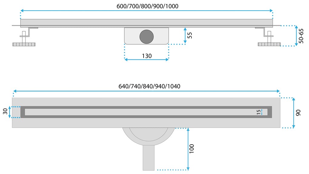 Rea Neox Slim Pro, odtokový žlab 100cm, zlatá matná, REA-G6990