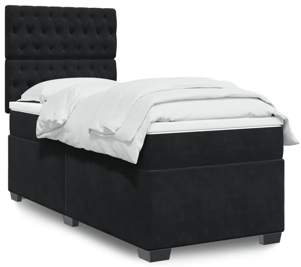 Box spring postel s matrací černá 90x200 cm samet 3290818