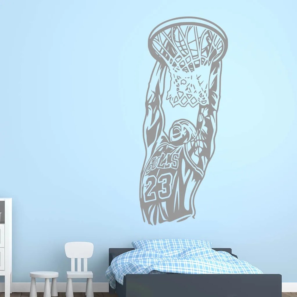 Živá Zeď Samolepka na zeď Michael Jordan Barva: šedá, Velikost: 80 x 34 cm