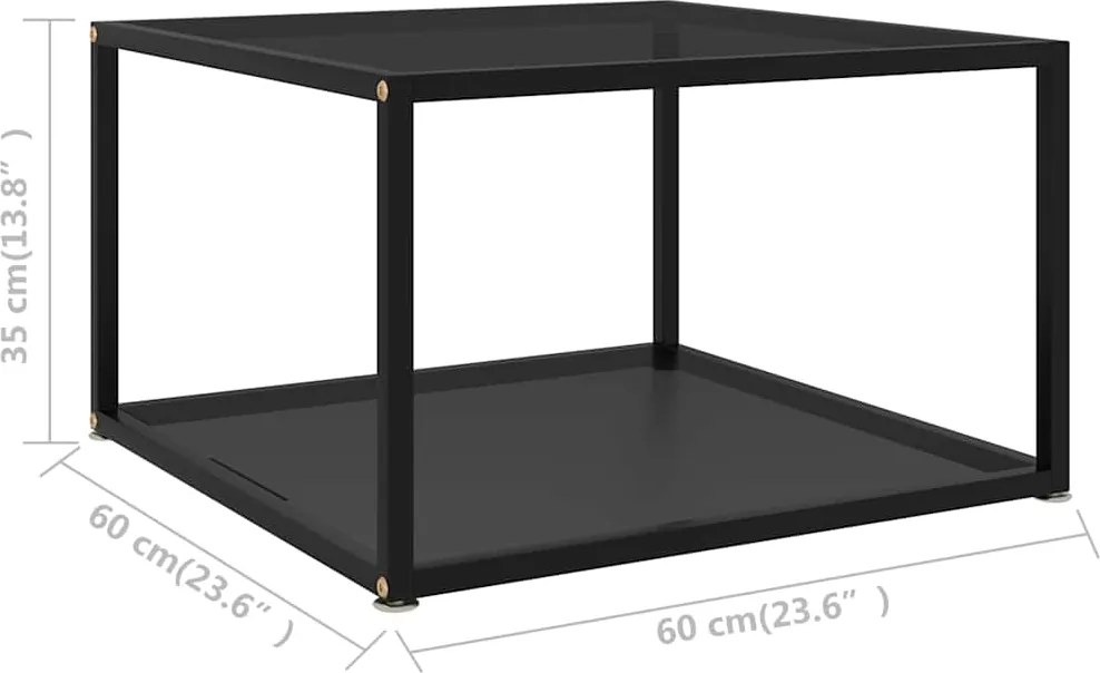 Konferenční stolek černý 60 x 60 x 35 cm tvrzené sklo 322888